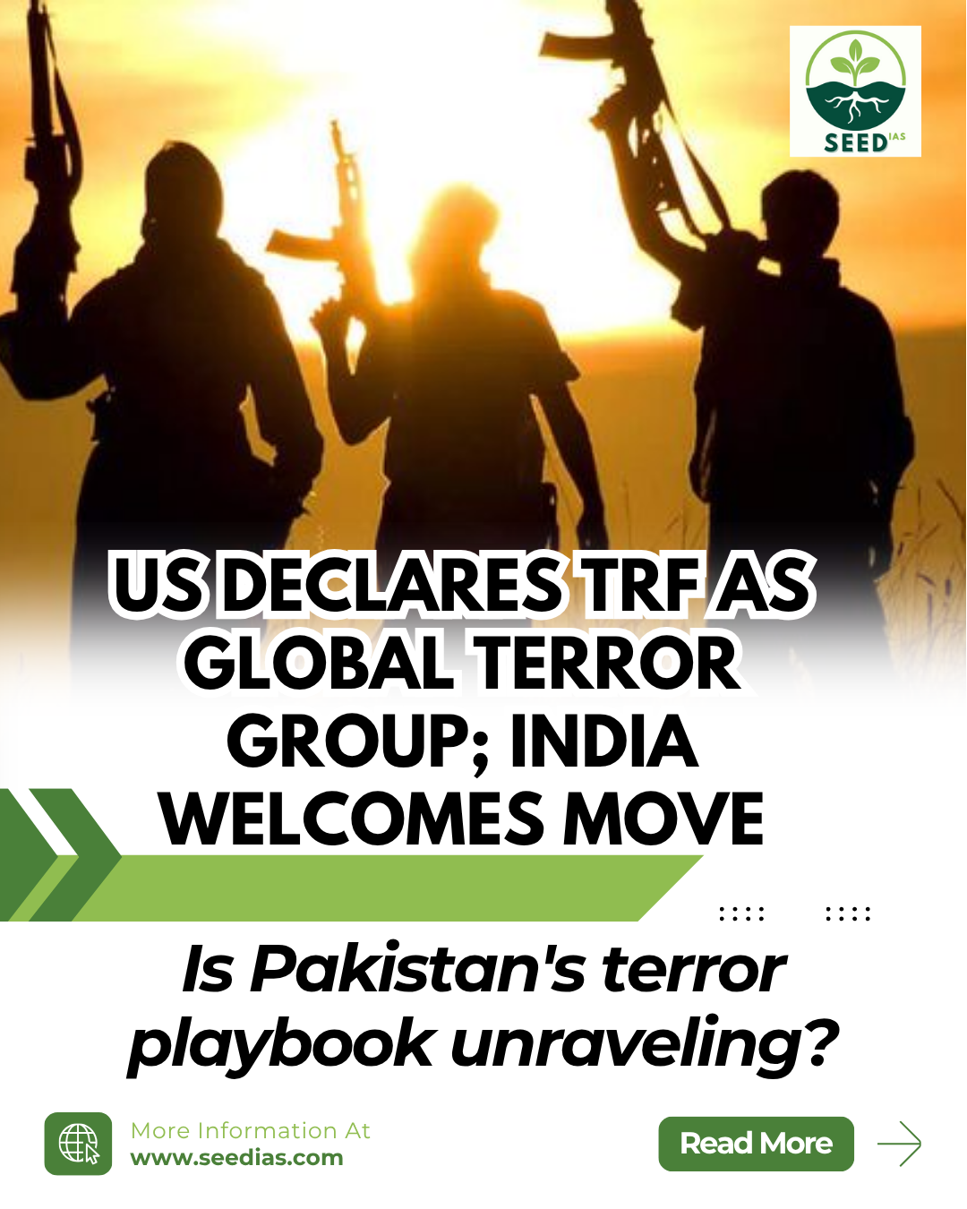 US Declares TRF as Global Terror Group; India Welcomes Move Newsletter- Internal Security - Seed IAS